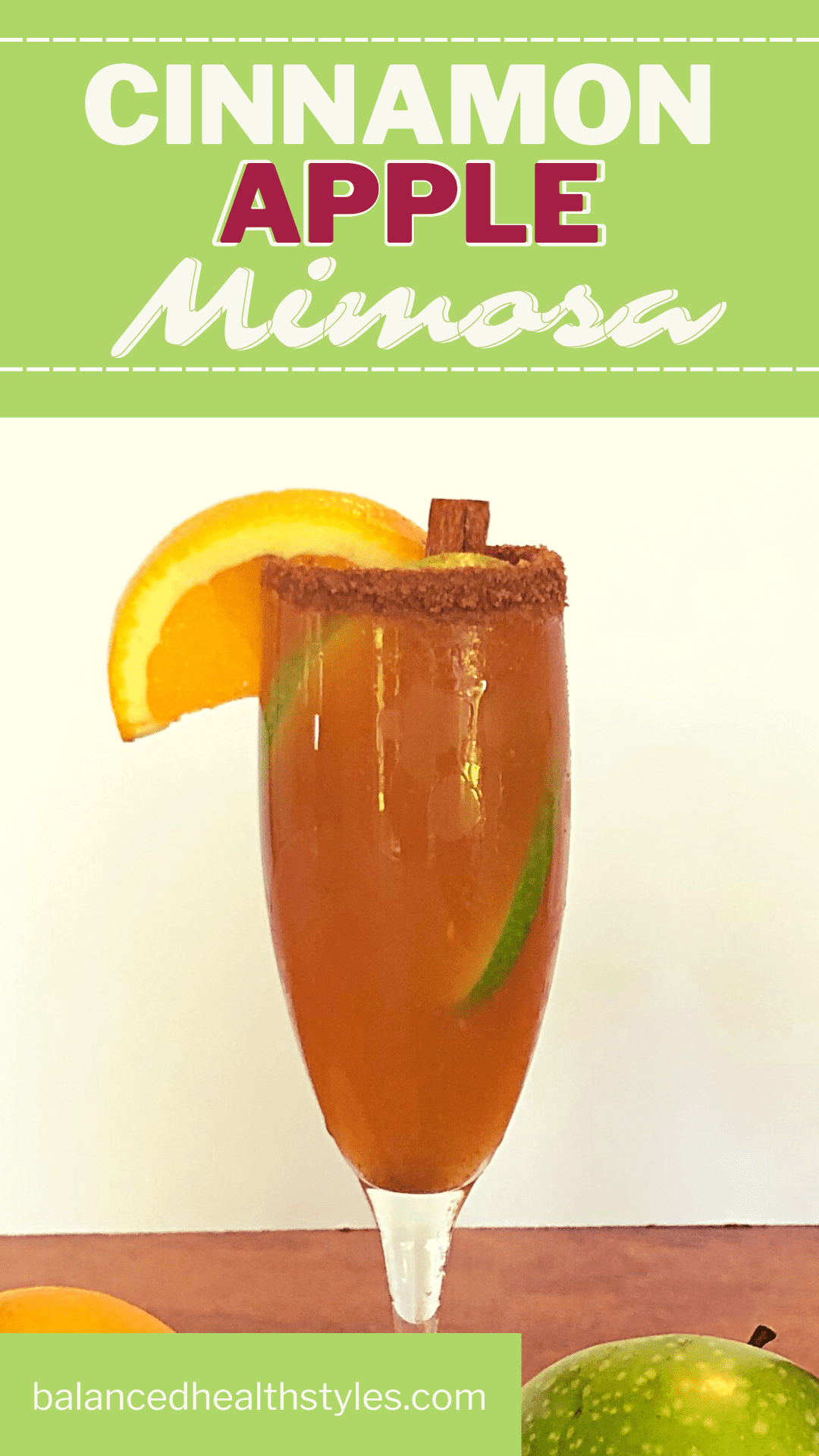 Cinnamon Apple Cider Mimosa - a Holiday Mocktail